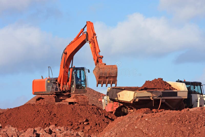 Digger and Dump Truck stock image. Image of bulldozers - 61528213