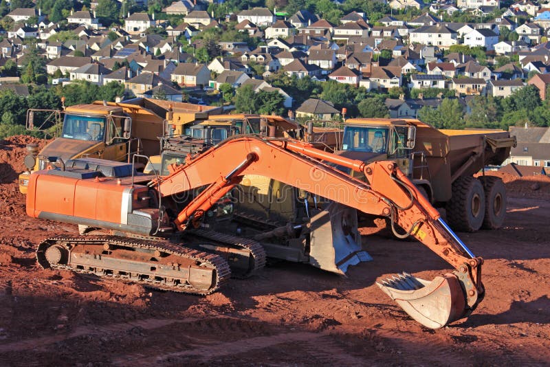 Digger and Dump Trucks stock image. Image of lift, road - 68794991