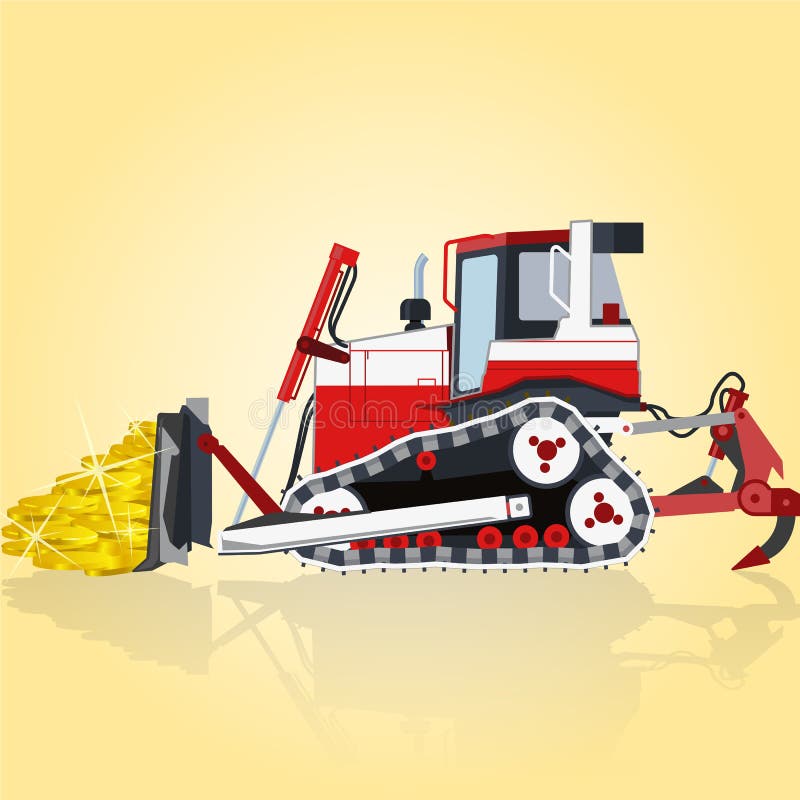 Digger with gold stock vector. Illustration of machinery - 52788505