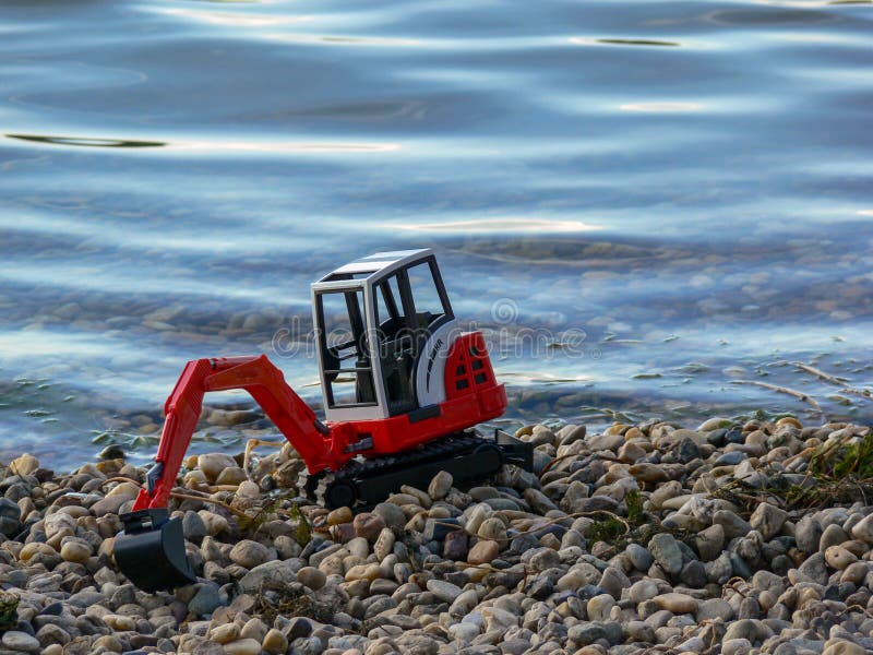 Digger on the Work Near Water Stock Image - Image of industry, work ...