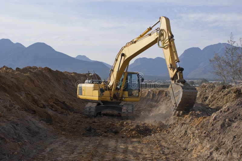 Digger loader at work stock image. Image of bulldozer - 105443129