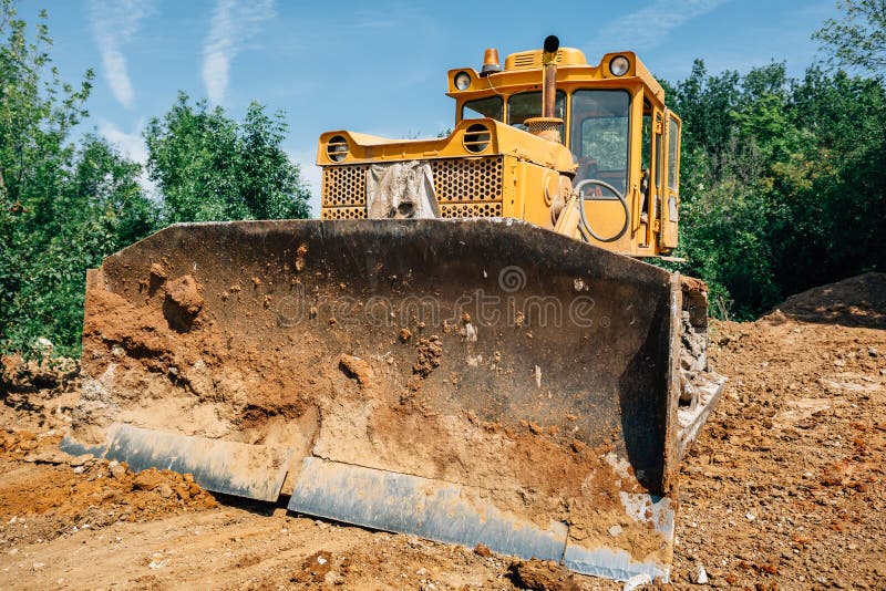Digger in Quarry, Heavy Duty Yellow Excavator Stock Photo - Image of ...