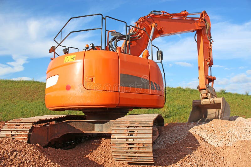 Digger on a Road Construction Site Stock Image - Image of working ...