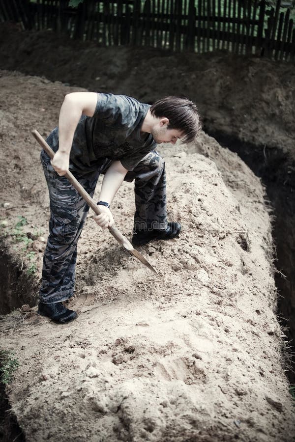 Digger at work stock image. Image of sand, contrast, trench - 10917763