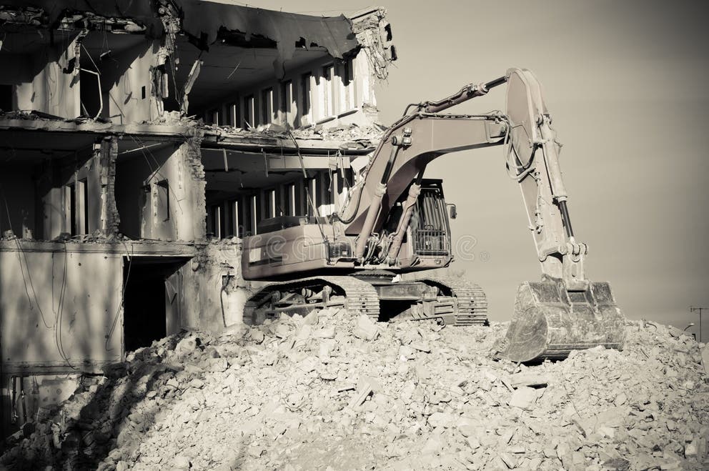 Digger Working during the Demolition Stock Photo - Image of industrial ...