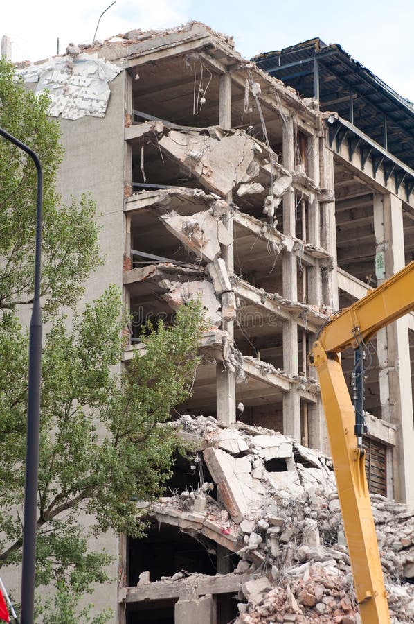 Digger Working during the Demolition Stock Image - Image of work, heavy ...