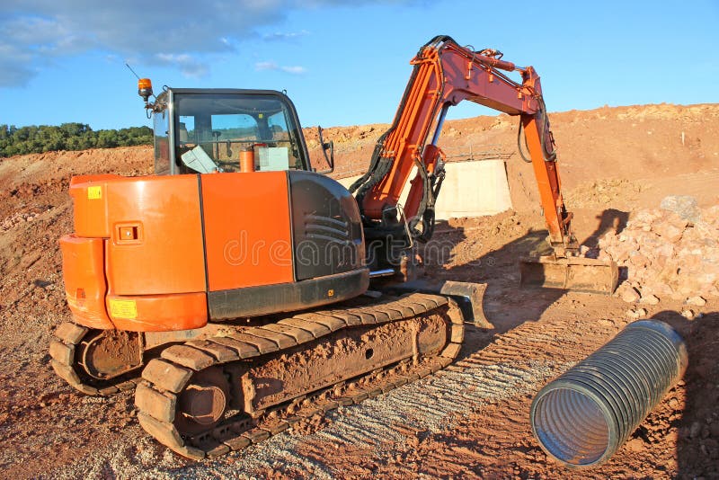 Digger working stock photo. Image of works, shovel, front - 90266604
