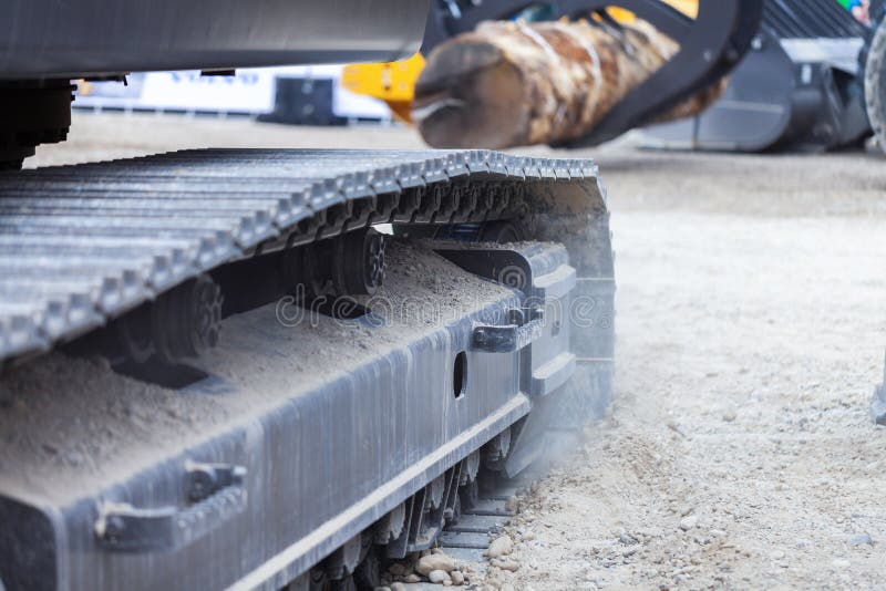 Digger Works on a Construction Site Stock Photo - Image of heavy, metal ...