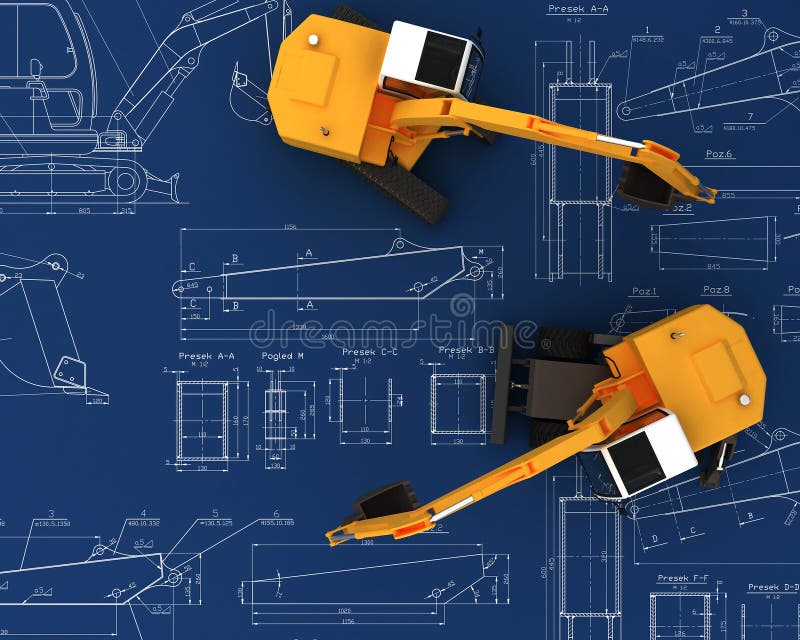 Diggers and sketch stock illustration. Illustration of create - 11787846