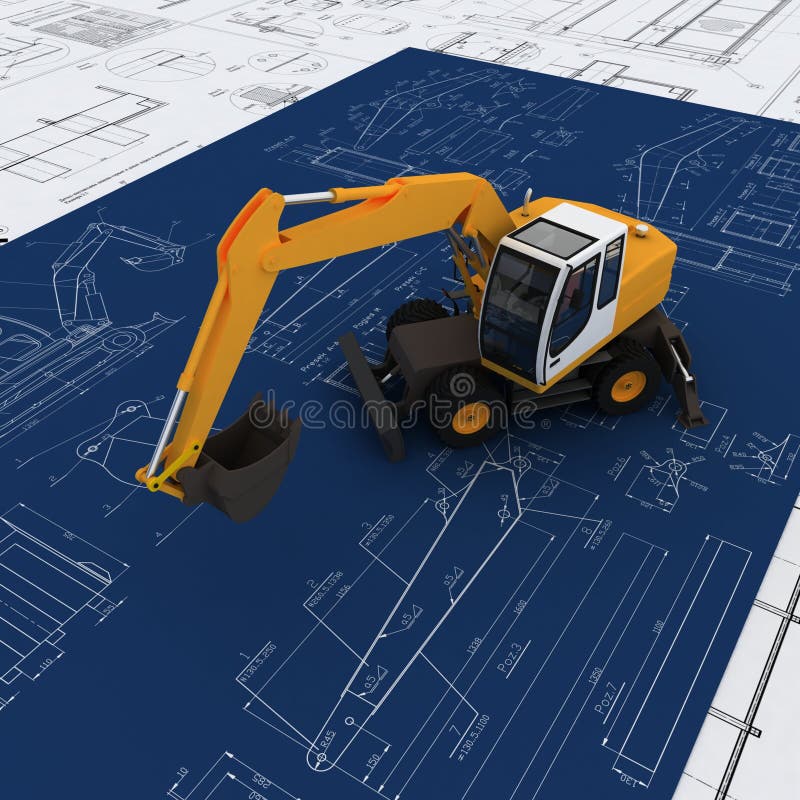 Diggers and sketch stock illustration. Illustration of create - 11787846