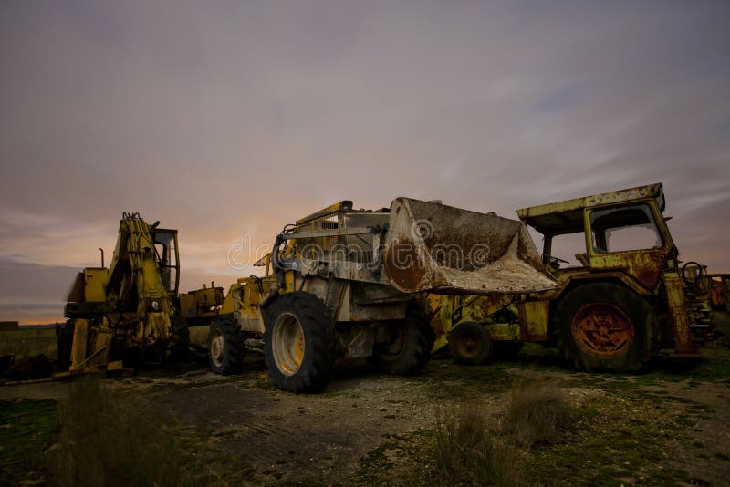 Diggers under the moon stock photo. Image of digger, trail - 22951748