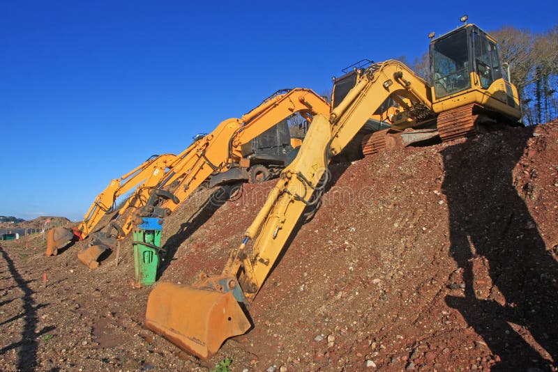 Diggers stock image. Image of bulldozers, digger, roadworks - 64275865