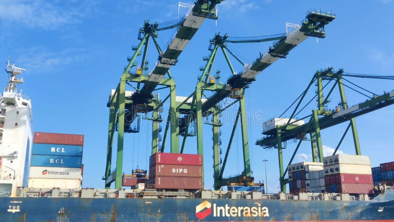 Diggi,India, 01 30 2023, Container Ship Loading and Unloading in Deep ...