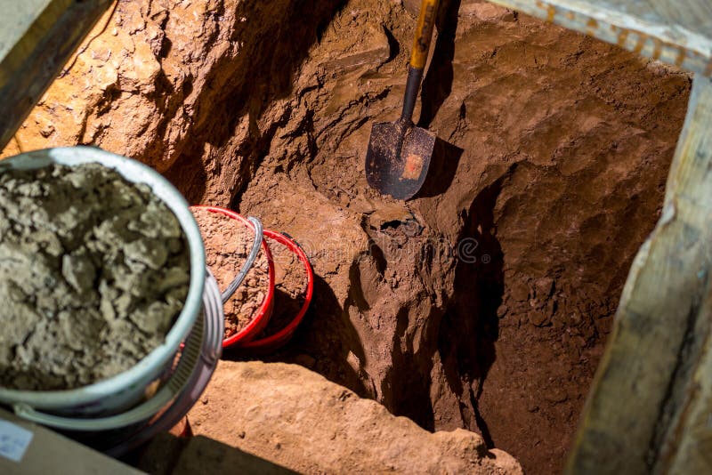Digging the Basement Under the House Manually Stock Image - Image of ...