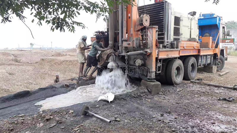 During the Digging of a Borewell with a Borewell Machine, Water is ...