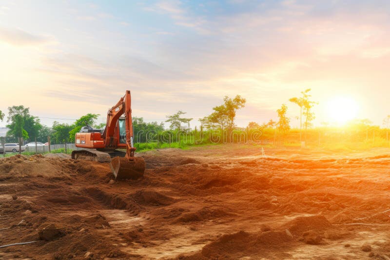 Digging Deep: Backhoe at Construction Zone. Stock Illustration ...