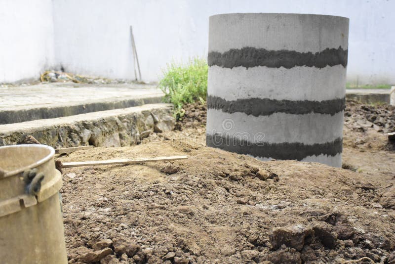 Round concrete for wells stock image. Image of brick - 340039259