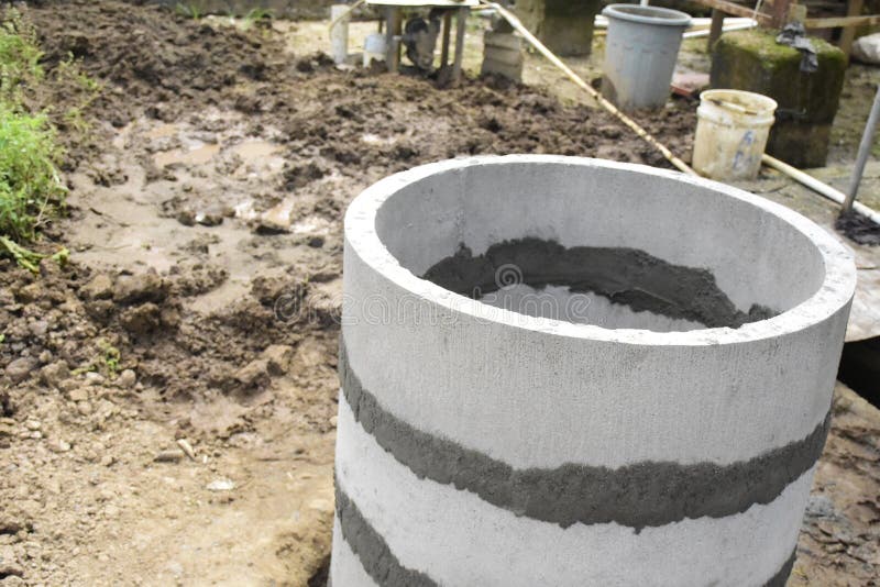 Round concrete for wells stock image. Image of vehicle - 340039269