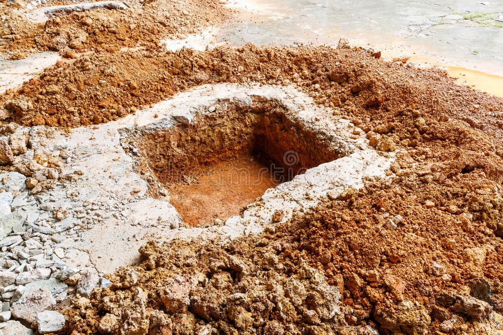 Digging Hole on Concrete Floor Stock Photo - Image of road, destruction ...