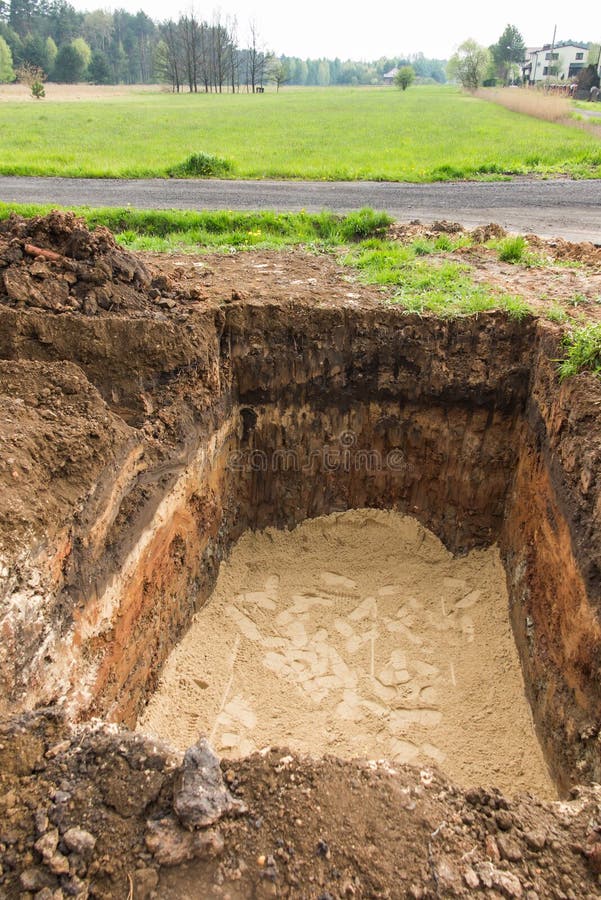 Digging and Leveling the Bottom of the Backyard Septic Tank Stock Image ...