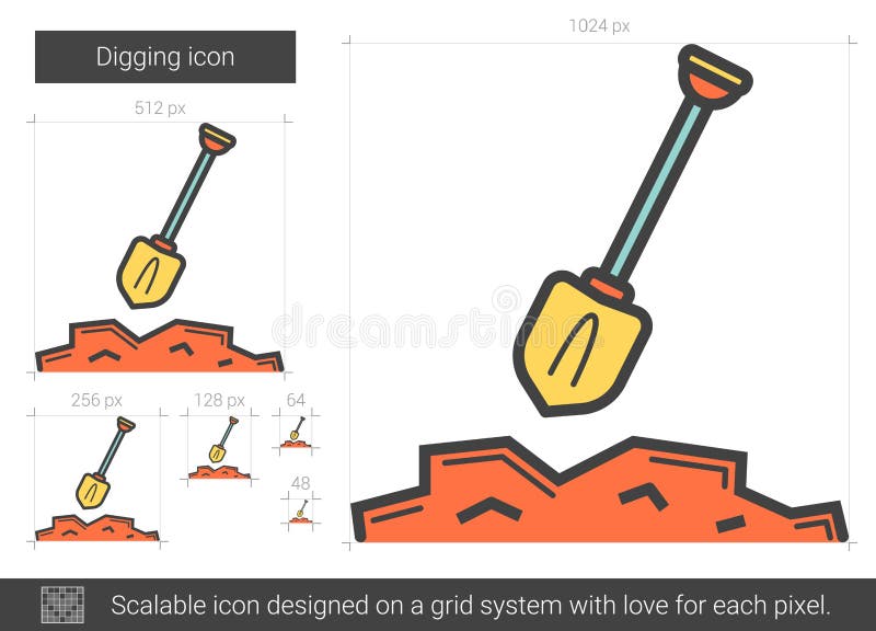 Digging line icon. stock vector. Illustration of draw - 95106080