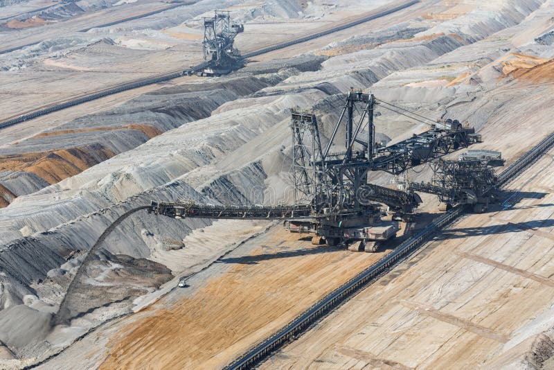 Digging Machine Busy with Deposit Soil in Hambach Mine Germany Stock ...