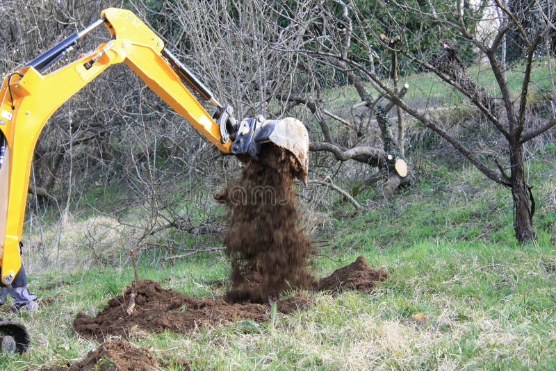Digging with a Machine To Make a Pit To Plant Tree Stock Photo - Image ...