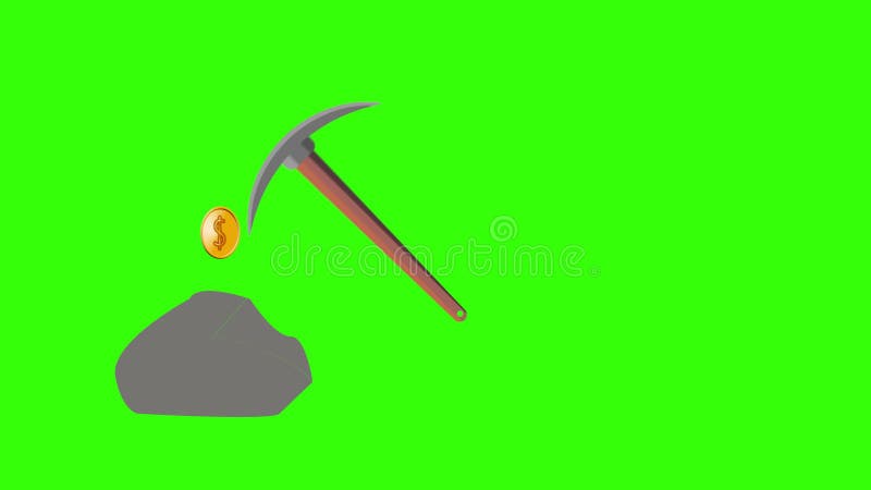 Metal Pickaxe Animation Metal Pickaxe Breaking Rocks Greenscreen ...