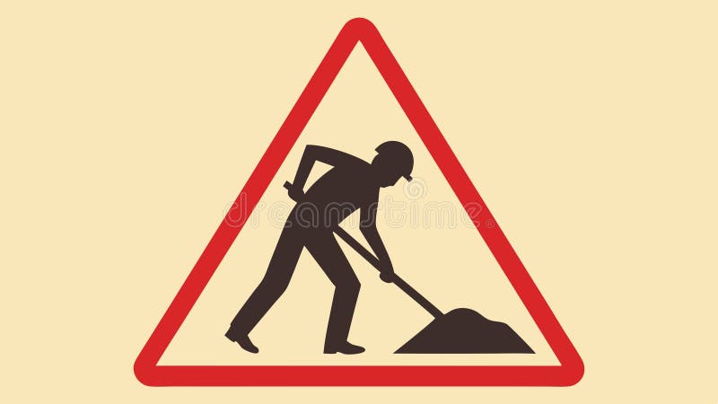 Digging Road Worker Sign, Construction Zone Alert, Vector Design ...