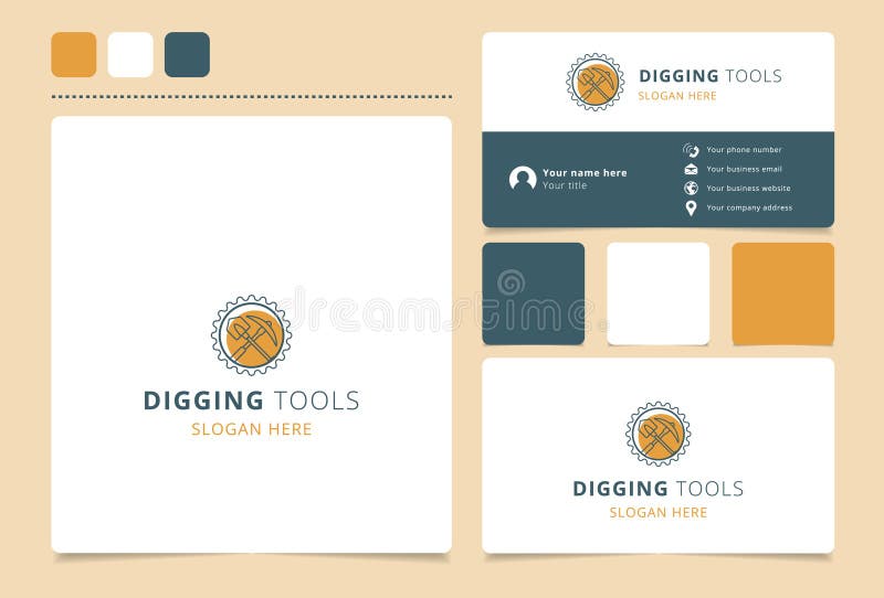 Digging Tool Logo Design with Editable Slogan. Branding Book and ...