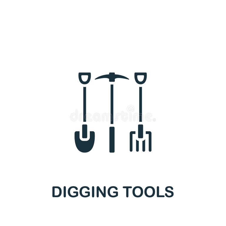 Digging Tools Icon. Monochrome Simple Digging Tools Icon for Templates ...
