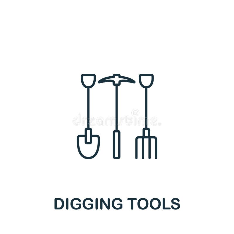 Digging Tools Icon. Monochrome Simple Digging Tools Icon for Templates ...