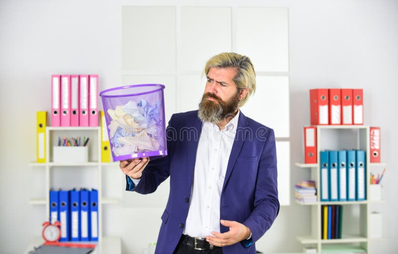 Digging in the Trash. Vile Work. Rummaging through the Papers. Office ...