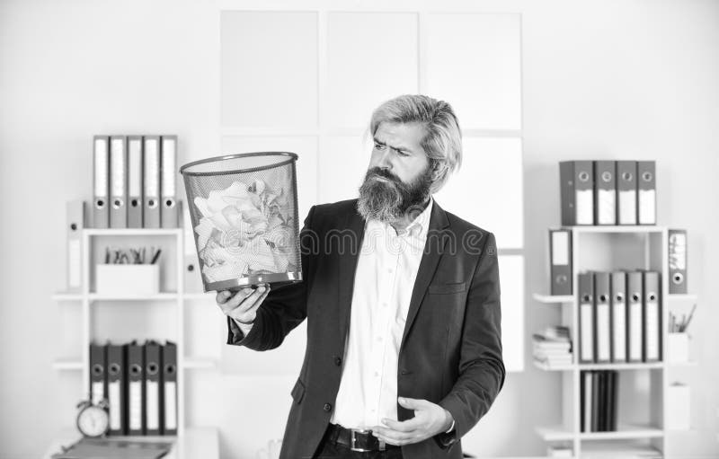 Digging in the Trash. Vile Work. Rummaging through the Papers. Office ...