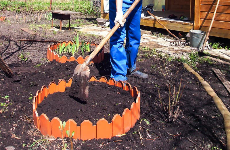 Digging up the ground. stock photo. Image of rural, holding - 158202668