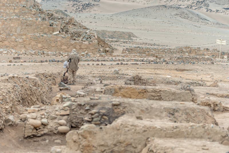 Digging Up the Remains of an Old Civilization in the Desert Stock Photo ...