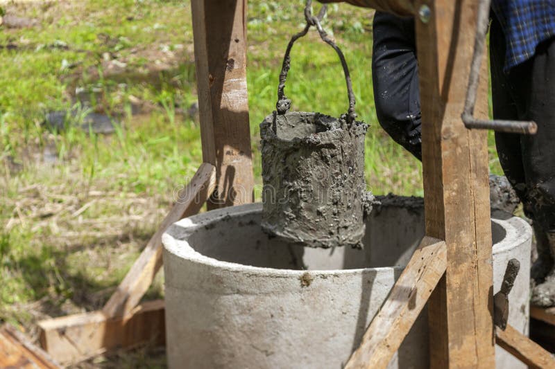 Digging a well stock photo. Image of winch, clay, work - 285722354