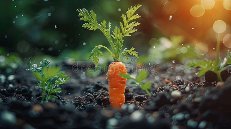 Digging Young Carrots Out of the Ground, Beautiful Big Carrot Growing ...