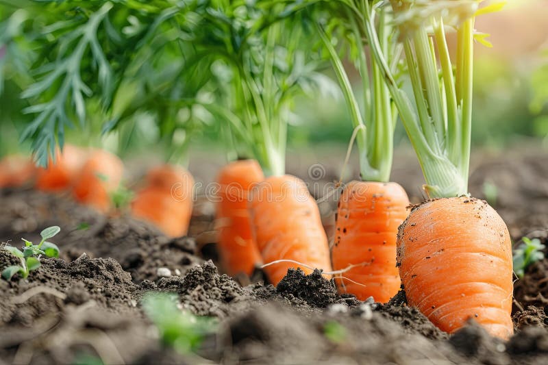 Digging Young Carrots Out of the Ground, Beautiful Big Carrot Growing ...