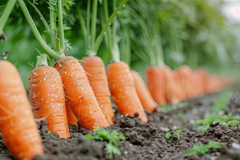 Digging Young Carrots Out of the Ground, Beautiful Big Carrot Growing ...
