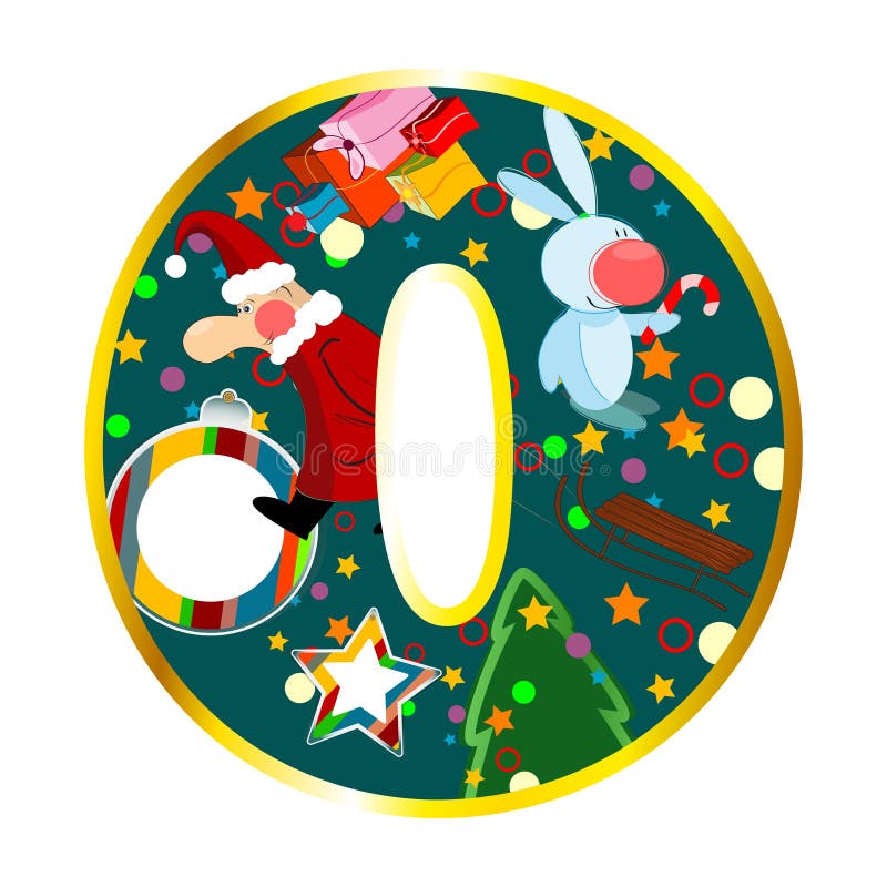 Digit 1 with Christmas Symbols Stock Vector - Illustration of party ...