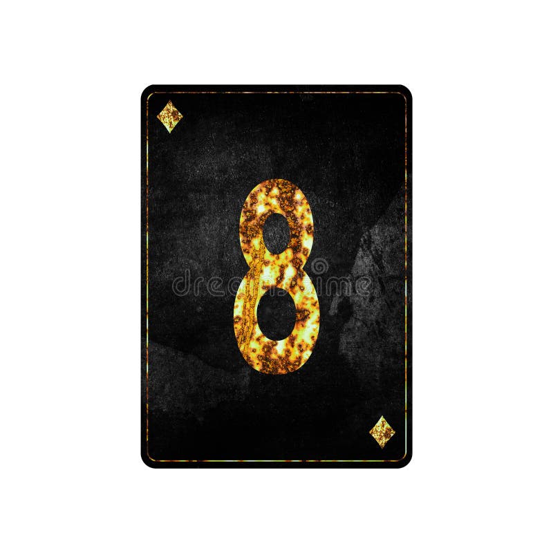 Digit Eight. Alphabet on Vintage Playing Cards. Isolated on White ...