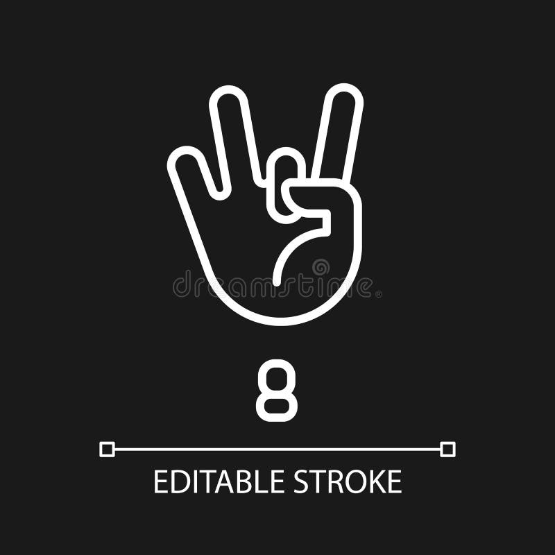 Digit Eight Sign in ASL Pixel Perfect Linear Icon Stock Vector ...