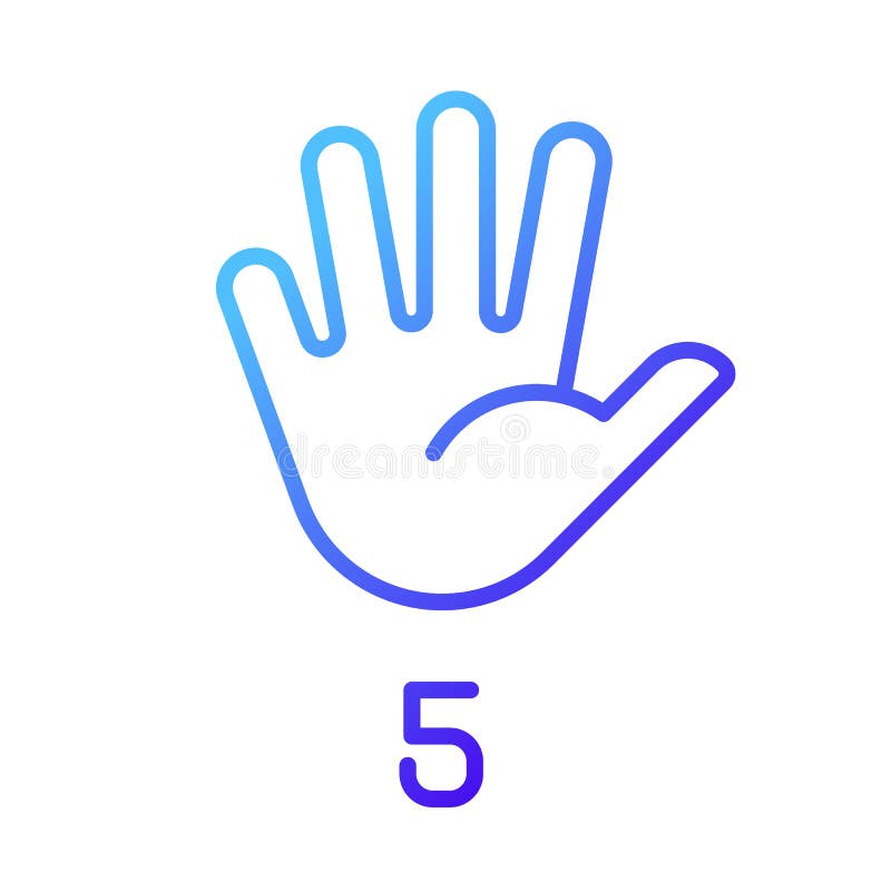 Digit Six in American Sign Language Pixel Perfect Gradient Linear ...