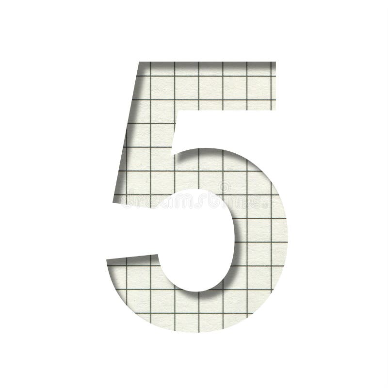 Digit 5, Five Cut Out of White Paper on the Background of a School ...