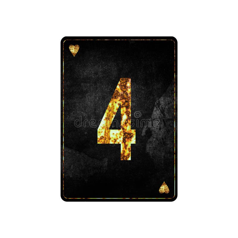 Digit Four. Alphabet on Vintage Playing Cards. Isolated on White ...