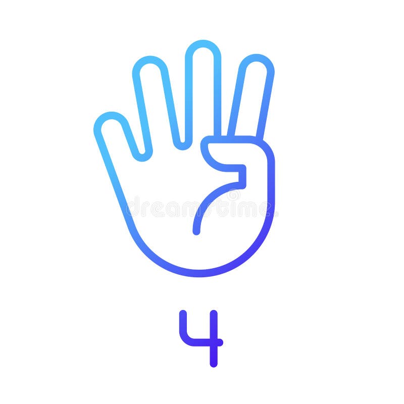 Digit Four Sign in ASL Pixel Perfect Gradient Linear Vector Icon Stock ...