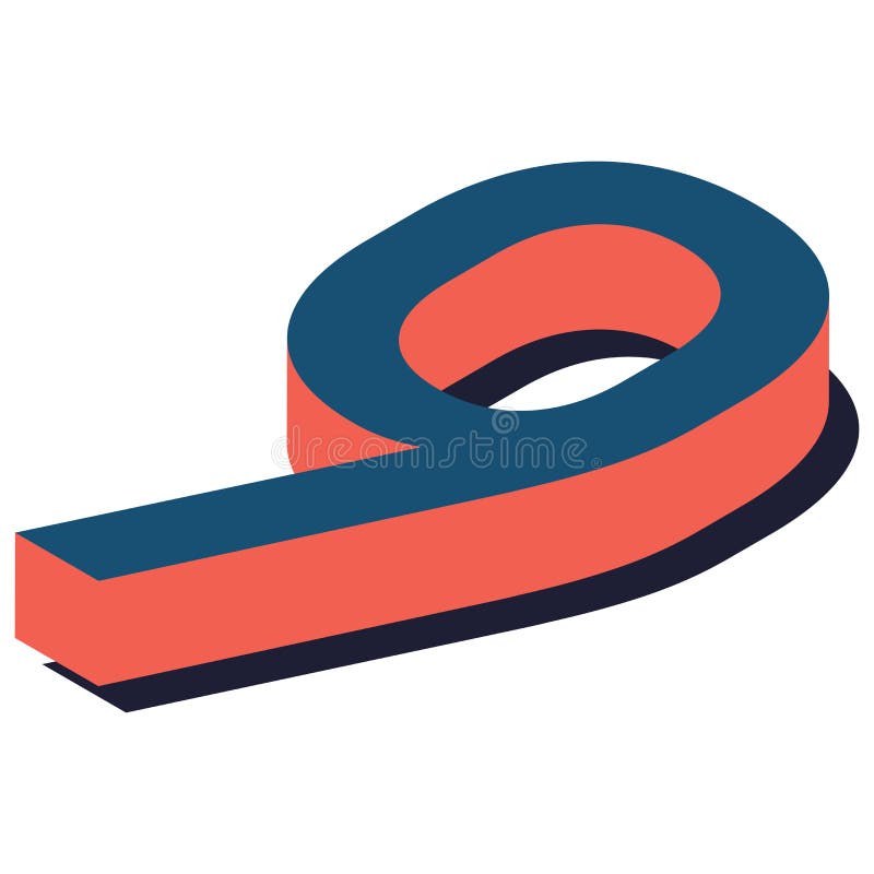 Digit 9 in Isometric View. Blue-orange Colors Stock Illustration ...