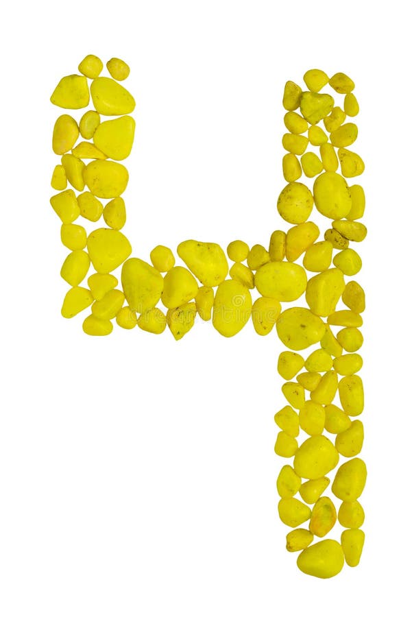 Digit 4 Or Letter H Of Yellow Stones Isolated On White Background Stock ...