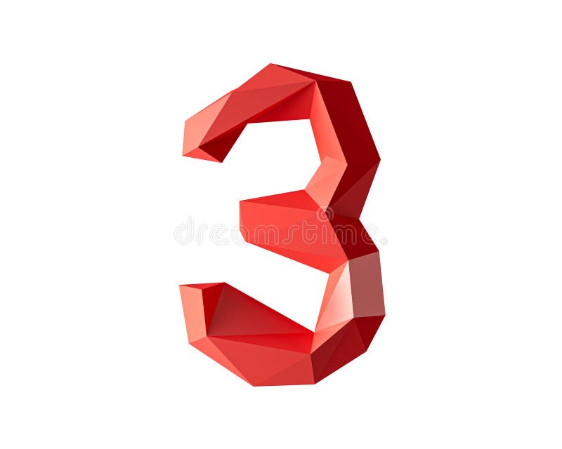 Digit Made of Low Poly Red Material Stock Illustration - Illustration ...